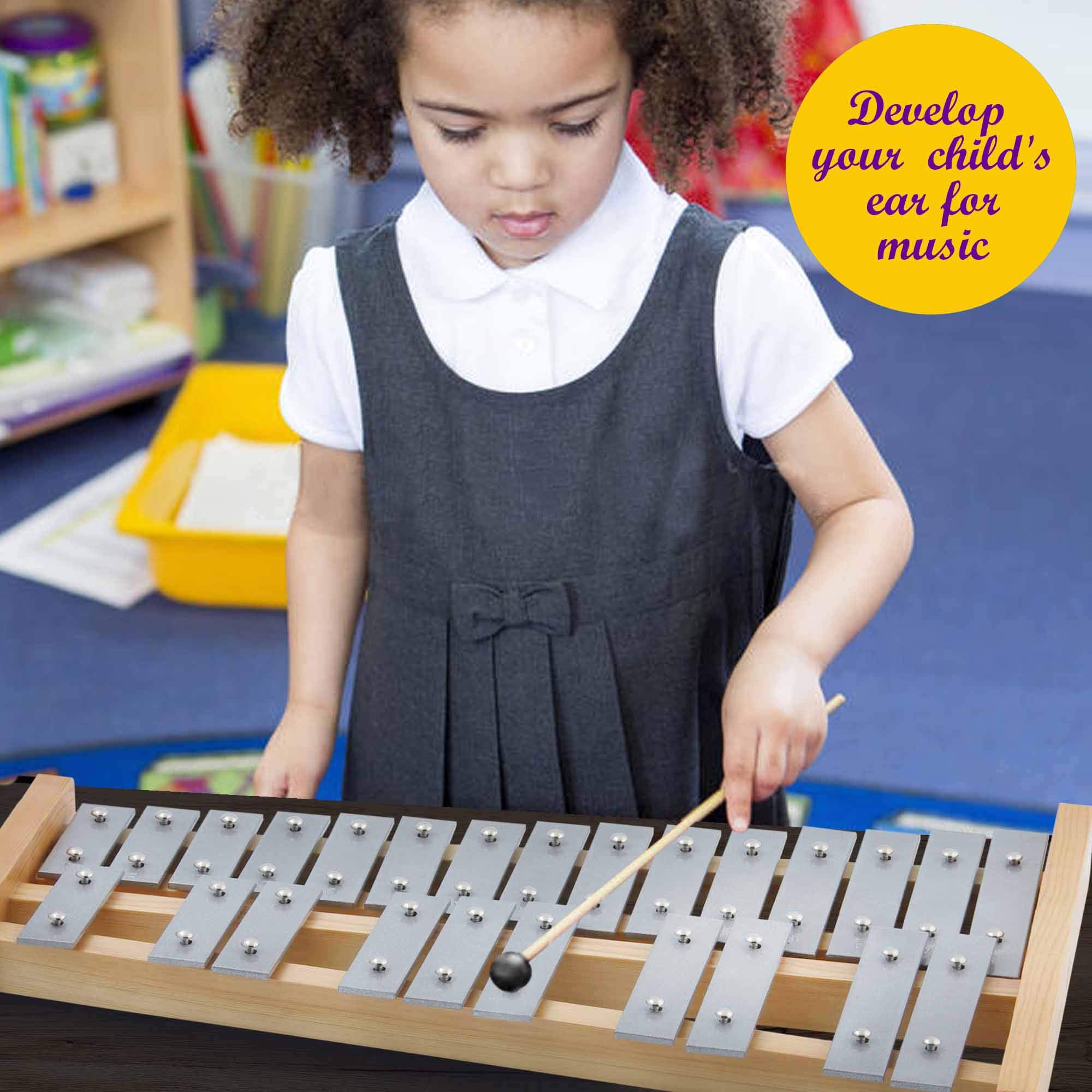 Glockenspiel 25 Note - Chromatic Metal Xylophone - Sheet Music Cards