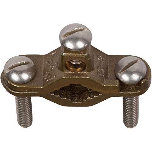 Morris Products Direct Burial Copper Ground Pipe Clamps β For Connecting Grounding Electrodes to Water Pipes, Tubing, Ground Rods β 2-10 Wire Range, 1-1/4-2β Water Pipe Range, 5/16-18 Screw Thread