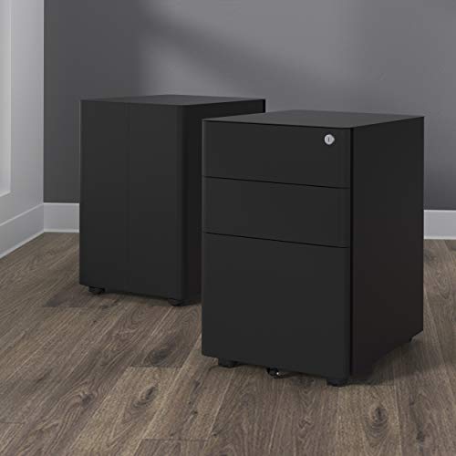 HON Basyx Commercial-Grade Modern Mobile Steel Pedestal, Filing Cabinet, Standard, Charcoal