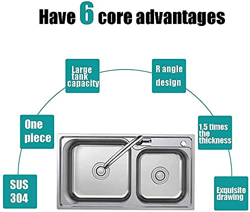 YOtat Stainless Steel Sink Sink Set, Kitchen Taichung, Undercounter Basin, Sink, Sink, Double-Bath Composite Practical Sink, Anti-Scratch Sink