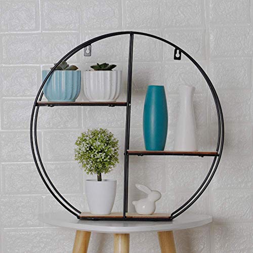 PIBM Stylish Simplicity Shelf Wall Mounted Floating Rack Shelves Simple Iron Art Solid Wood Solid Moisture Proof Living Room Multi-Layer,3 Styles, a , 43X14X60CM