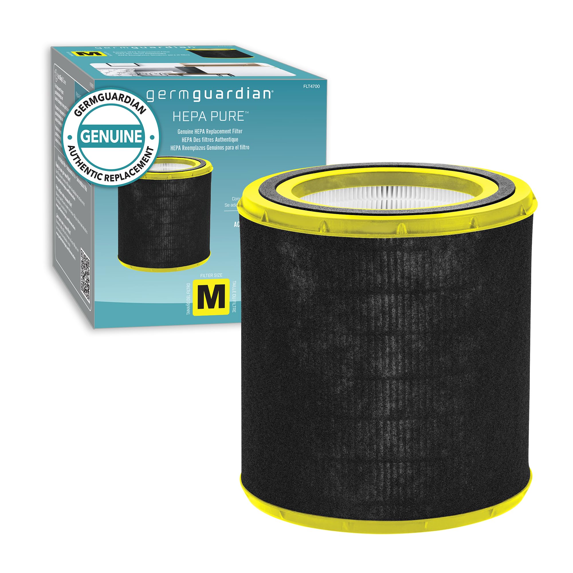 GermGuardian Filter M HEPA Pure Genuine Air Purifier Replacement Filter, Removes 99.97% of Pollutants, for AC4700, AC4711 and AC4625 Air Purifiers, Black FLT4700