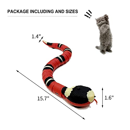 Pet2U Snake Cat Toy for Cats 1PC, Smart Sensing Snake Rechargeable, Automatically Sense Obstacles and Escape, Realistic S-Shaped Moving Electro-Sensing Cat Snake Toy, Great Interactive Toys for Cats