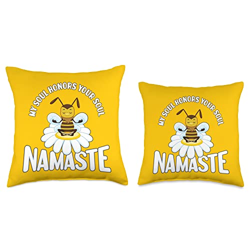 Yoga, Meditation and Spirituality Gift Ideas Yoga Namaste Bee Mandala Chakra Spiritual Meditation Karma Throw Pillow, 18x18, Multicolor