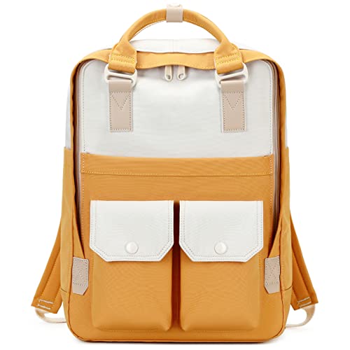 Scothen Backpack for Girls Middle School Bag 15.6 Inch Vintage Laptop Backpacks Anti Theft Work Backpack Cute Casual Daypack Large Travel Bookbags for Teen GIrls College High School Students (yellow)