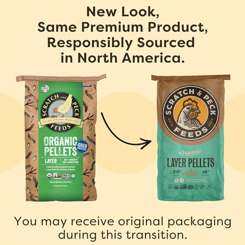 Scratch and Peck Feeds Organic Layer Pellets 16% - Premium Chicken and Duck Feed Formulated with Sustainable Grub Protein, Vitamins, and Minerals β 25 lbs