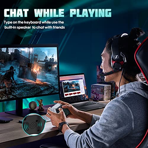 TiMOVO Green Backlight Keyboard for PS5 Controller, Wireless Bluetooth Keypad Chatpad for Playstation 5 Controller, Mini Game Keyboard Built-in Speaker with 3.5mm Audio Jack for Messaging, Black