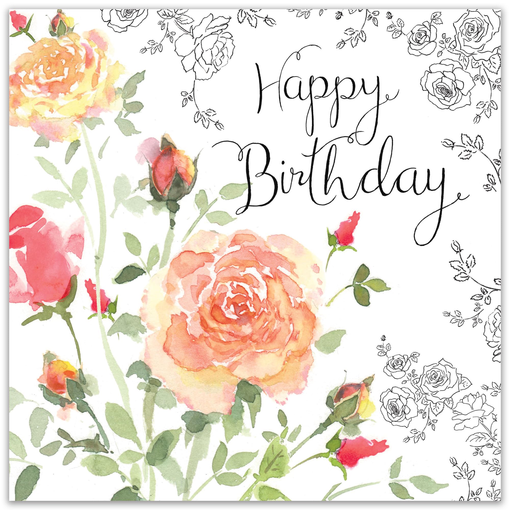 TWIZLER Floral Happy Birthday Card, Multicolor, 6.1 x 6.1 in