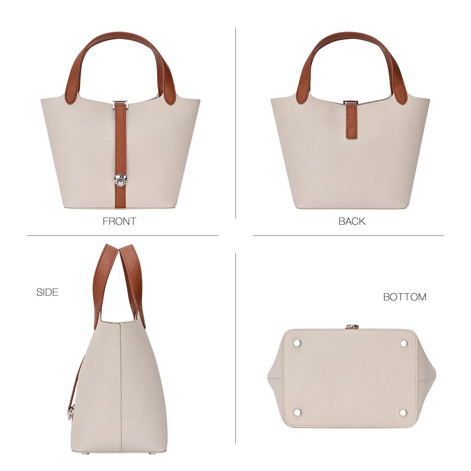 GM LIKKIE Clutch Bag for Women, Vintage PU Leather Bucket Evening Handbag, Top-Handle Chic Purses (White)