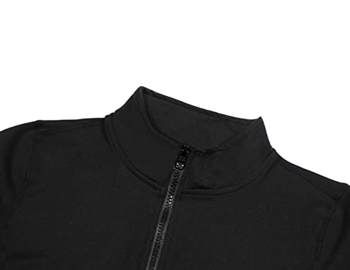 UANEO Workout Tops for Women Cropped Workout Jackets for Women Yoga Athletic Jacket (Black-M)