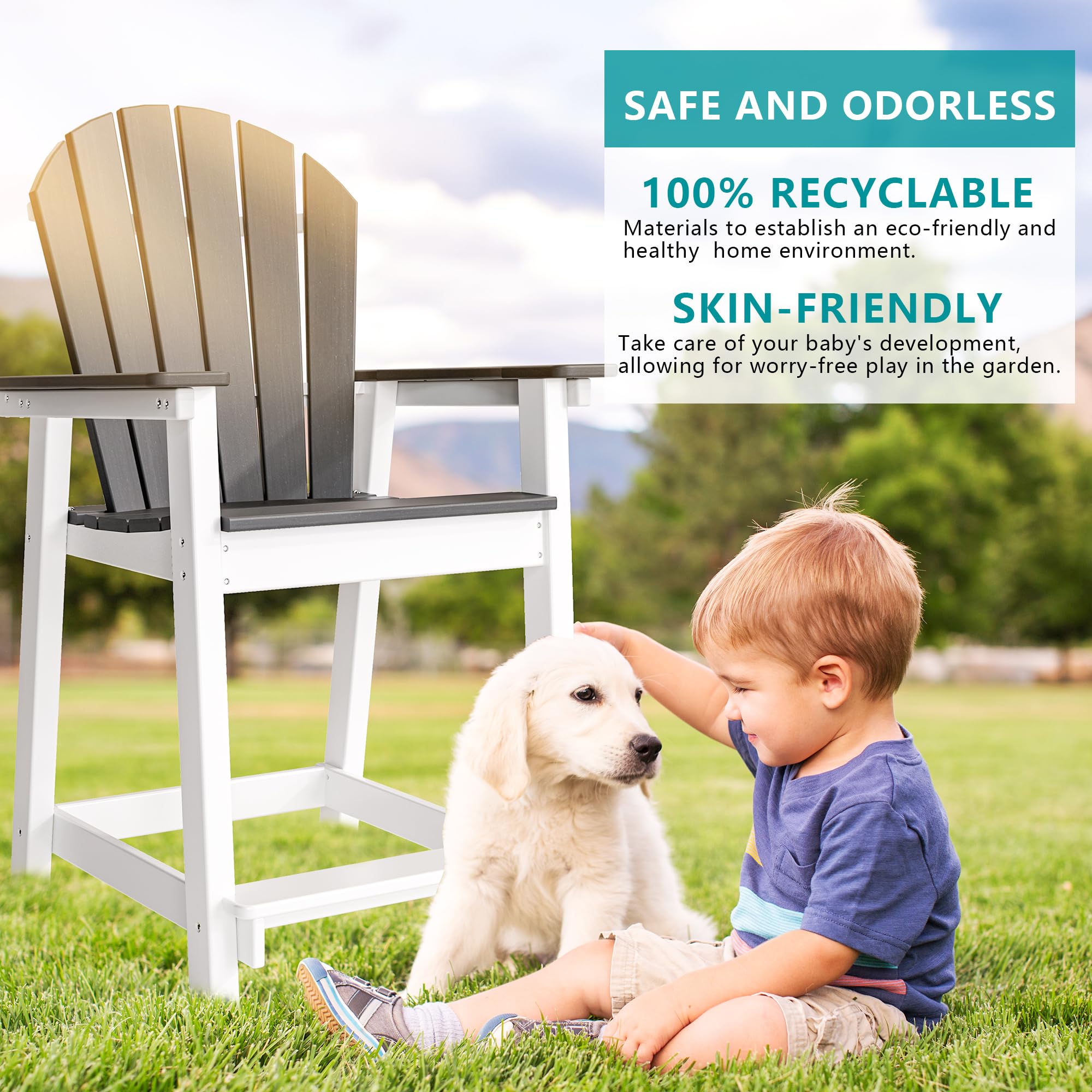 TYARDS Tall Adirondack Chair, Patio Chairs with 5" Widened Armrests and Footrest, HDPE Weather Resistant Adirondack Balcony Chairs, Outdoor Chairs for Garden, Backyard, Capacity 400LBS