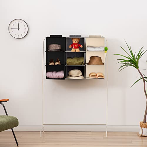 YOUDENOVA Hanging Closet Organizer, 3-Shelf Closet Hanging Storage Shelves, Beige