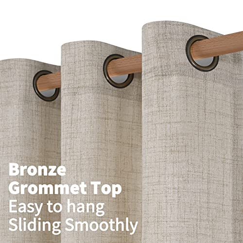 YoungsTex Natural Linen Curtains 63 Inch Length 2 Panels Burlap Linen Textured Curtains with Bronze Grommet Privacy Light Filtering Window Drapes for Living Room, 52 X 63 Inch