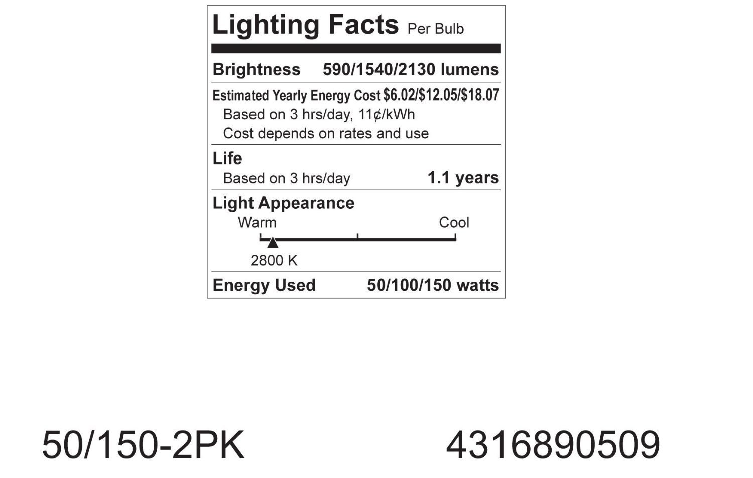 GE Soft White 3-way 50/100/150 Watt A21 2-pack