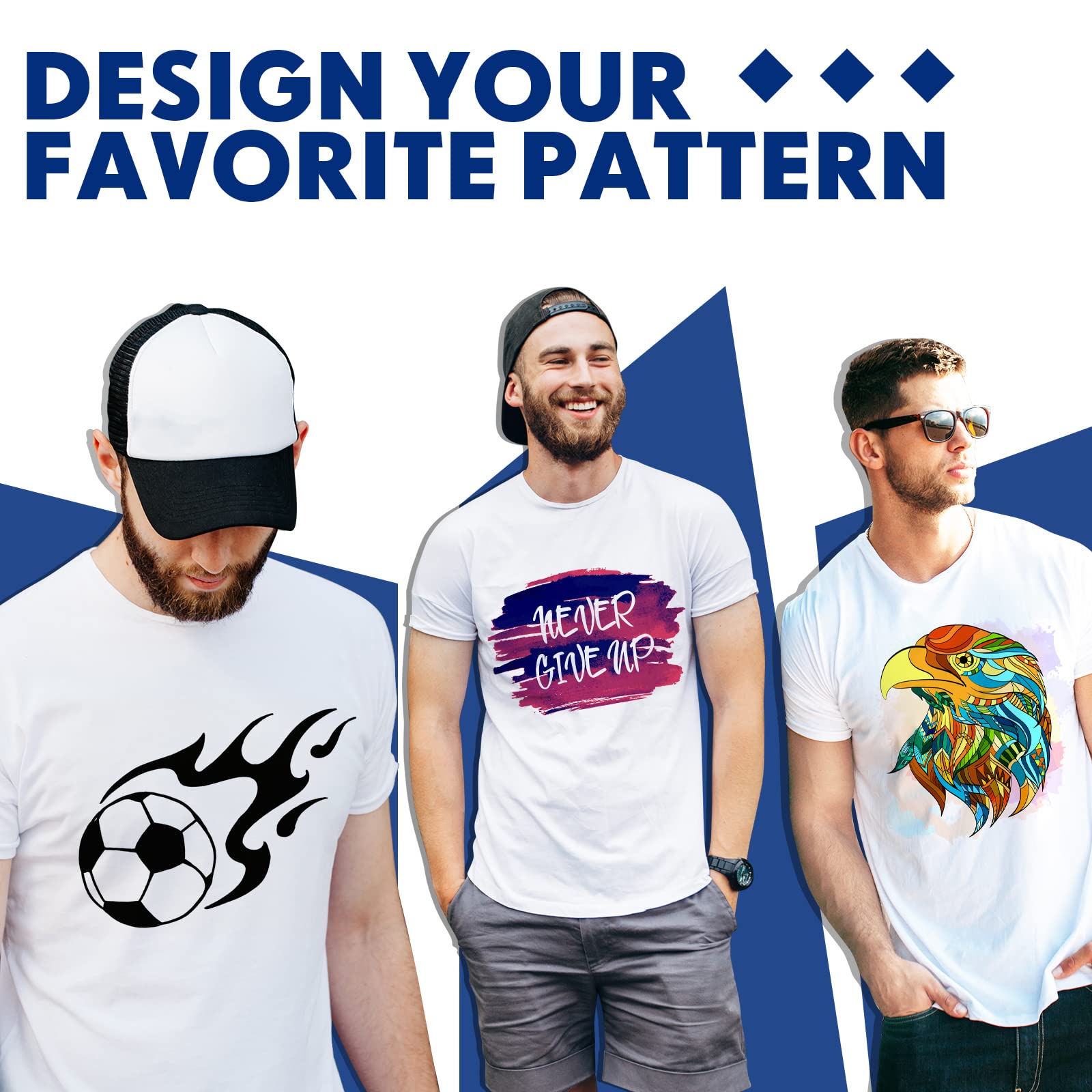 Handepo 6 Pcs Sublimation Men's Blank White T-Shirts, Polyester Crew Neck Short Sleeve for Printing (M Size)