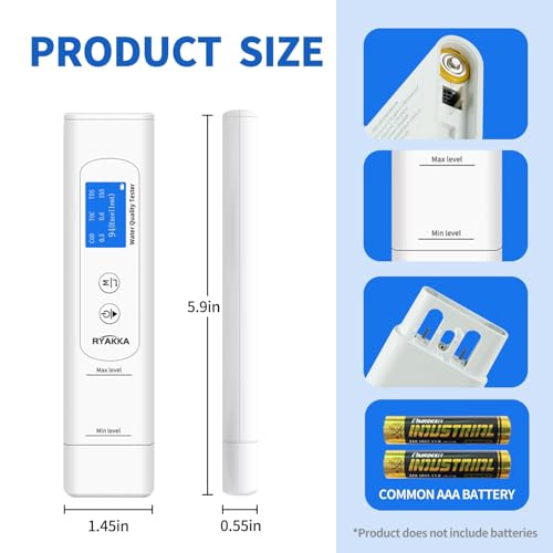 RYAKKA Drinking Water Quality Tester, 6-in-1 TDS Meter Digital Water Tester| TOC,COD,TDS,UV275,EC & Temp | Organic Contamination | Lab Grade | Well, Tap, Water Purifier & Outdoor Water Quality (White)