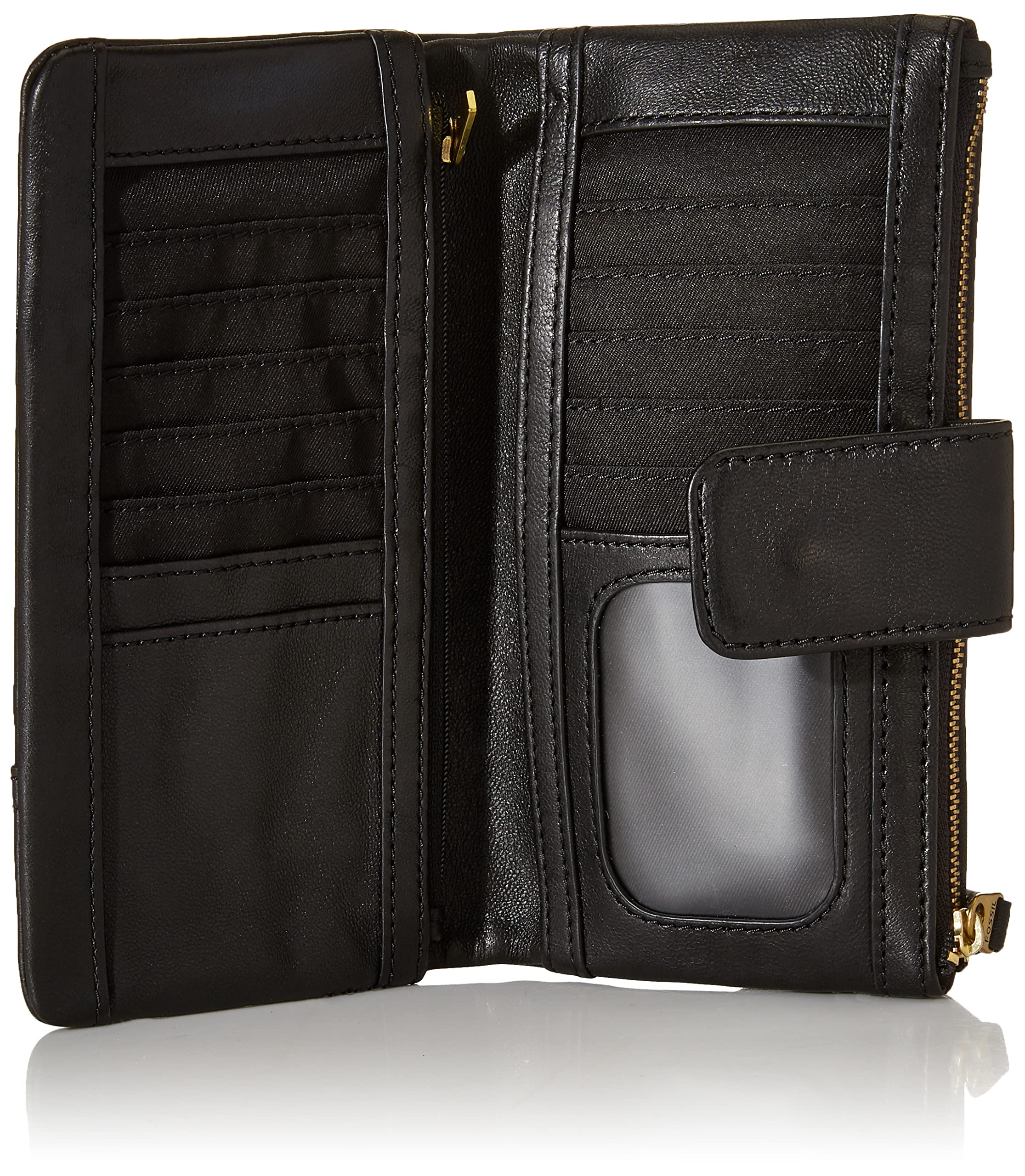 Fossil Women's Emory Leather Wallet Clutch Organizer, Black (Model: SL7984001)