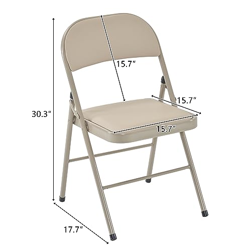 GAJUST Dining Delights 4-Pack Foldable Iron & PVC Chairs in Brown.