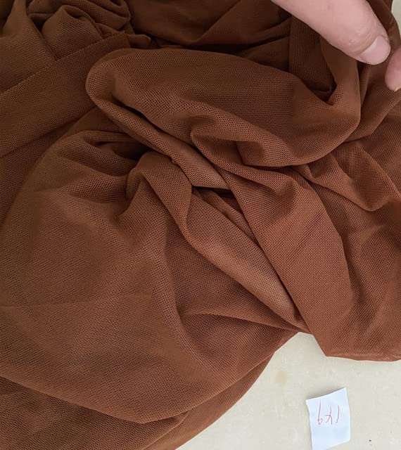 Tulle,Power Mesh,mesh Fabric, Skin Nude Fabric, Soft Touch Stretch Tulle 3 Yards M2 (Brown Nude)