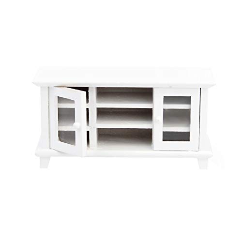 SeaISee 1:12 Scale Dollhouse Furniture Wooden Mini TV Cabinet for Barbie Doll House Accessories