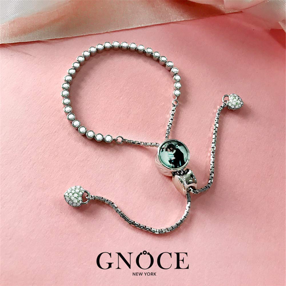 GNOCE Custom Photo Charm Bead Sterling Silver Special Love for You Personalized Picture Charm Rose Gold fit All Bracelets Necklaces (Silver)