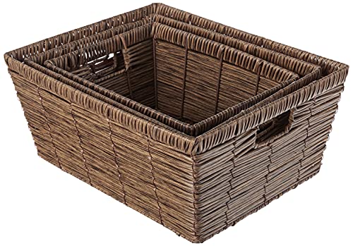 Whitmor Distressed Rattique Storage Baskets Set of 3