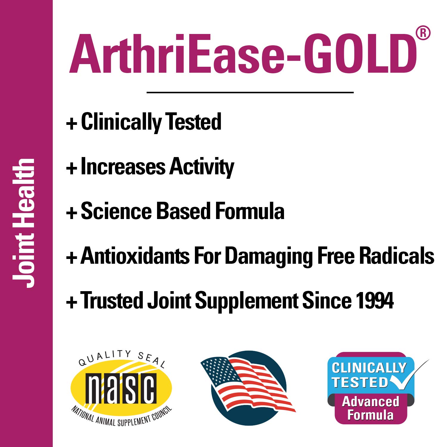 Vet Classics ArthriEASE-Gold Advanced Joint Support for Dogs, Cats, β Supports Pet Flexibility, Discomfort β Helps Improve Dog Joint Movement, Cat Cartilage Health - Includes Antioxidants β 120 Ct.