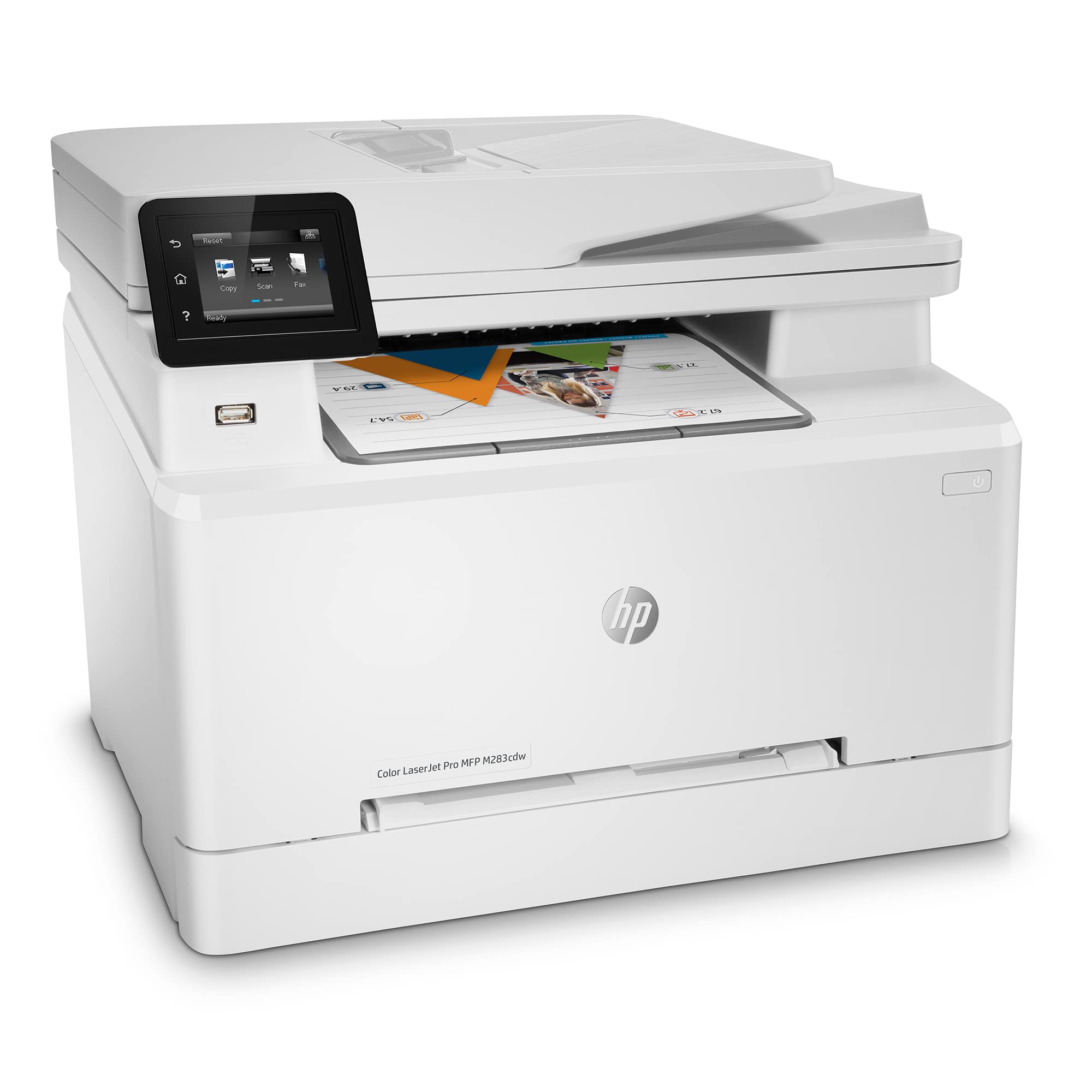 HP Laserjet Pro MFP M283cdw All-in-One Wireless Color Laser Printer, Black - Print Scan Copy Fax - 22 ppm, 600 x 600 dpi, Auto Duplex Printing, 50-Sheet ADF, 8.5 x 14, Ethernet