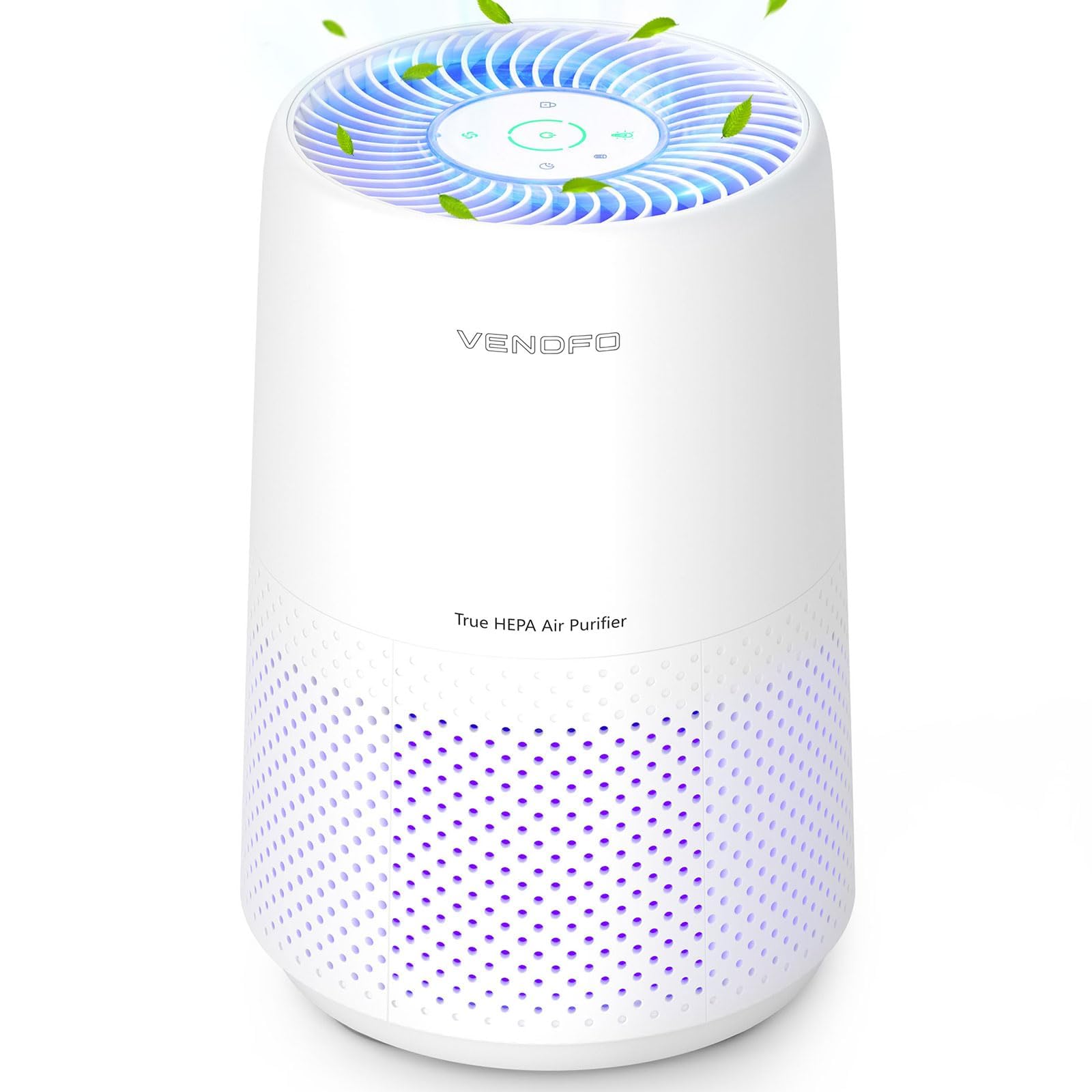 VENDFO Air Purifiers for Bedroom, H13 HEPA Air Purifiers - 24dB Ultra-Quiet Sleep Mode, 360° Outlet Air Cleaner, 99.97% Particle Capture - Perfect for Home, Smoker, Allergies, VF10 (Cream White)