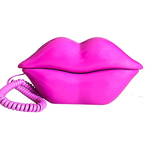 TelPal Corded Lips Telephones Landline Pink-Colored Home Telephones Sexy Mouth Shape Wired Phone for Home,Office,Shops & Art Decor Cute Real Working Cartoon Telephone for Play Novelty Gift for Girls