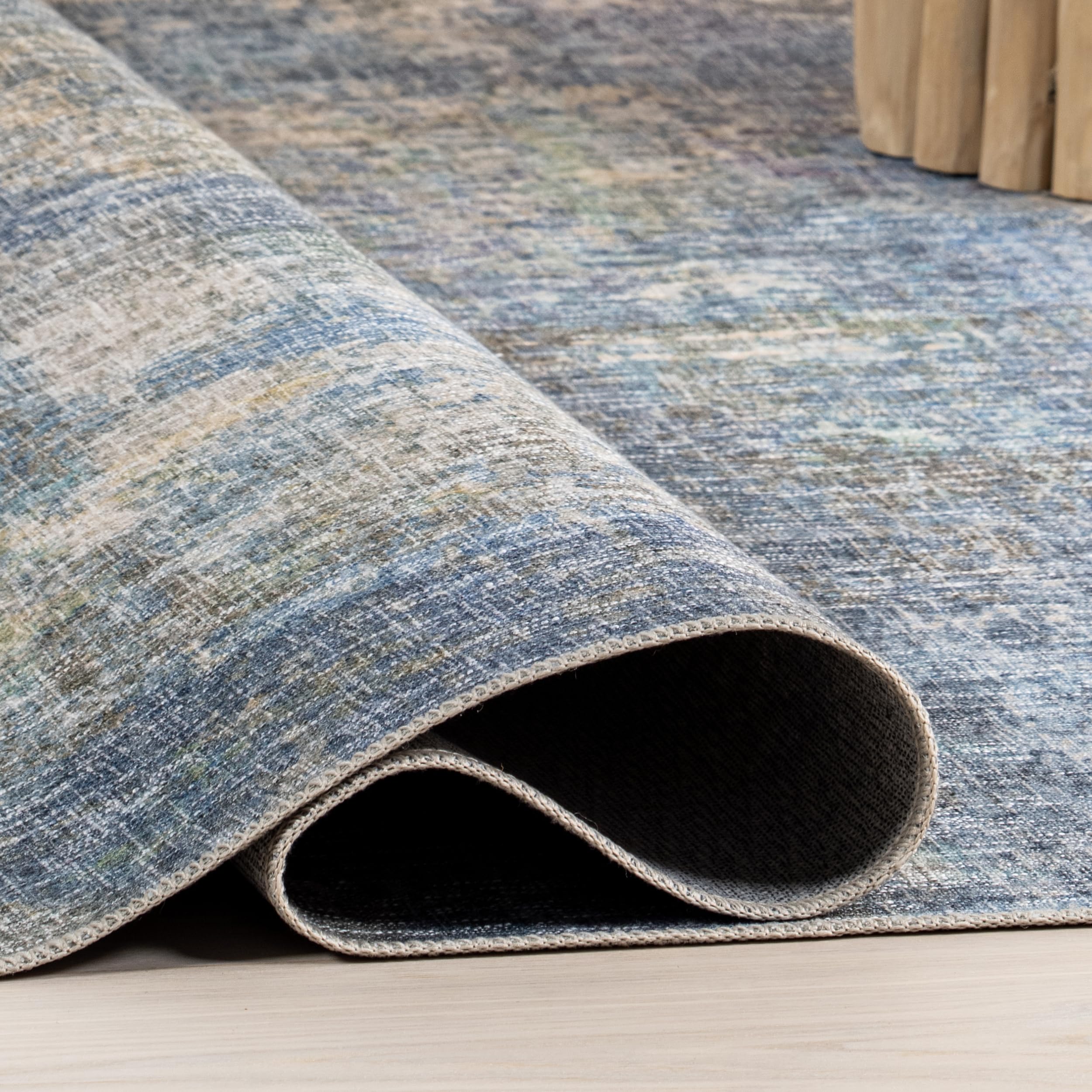 Rugs USA x Prabal Gurung Bleecker Street Abstract Machine Washable Area Rug, 9x12, Blue