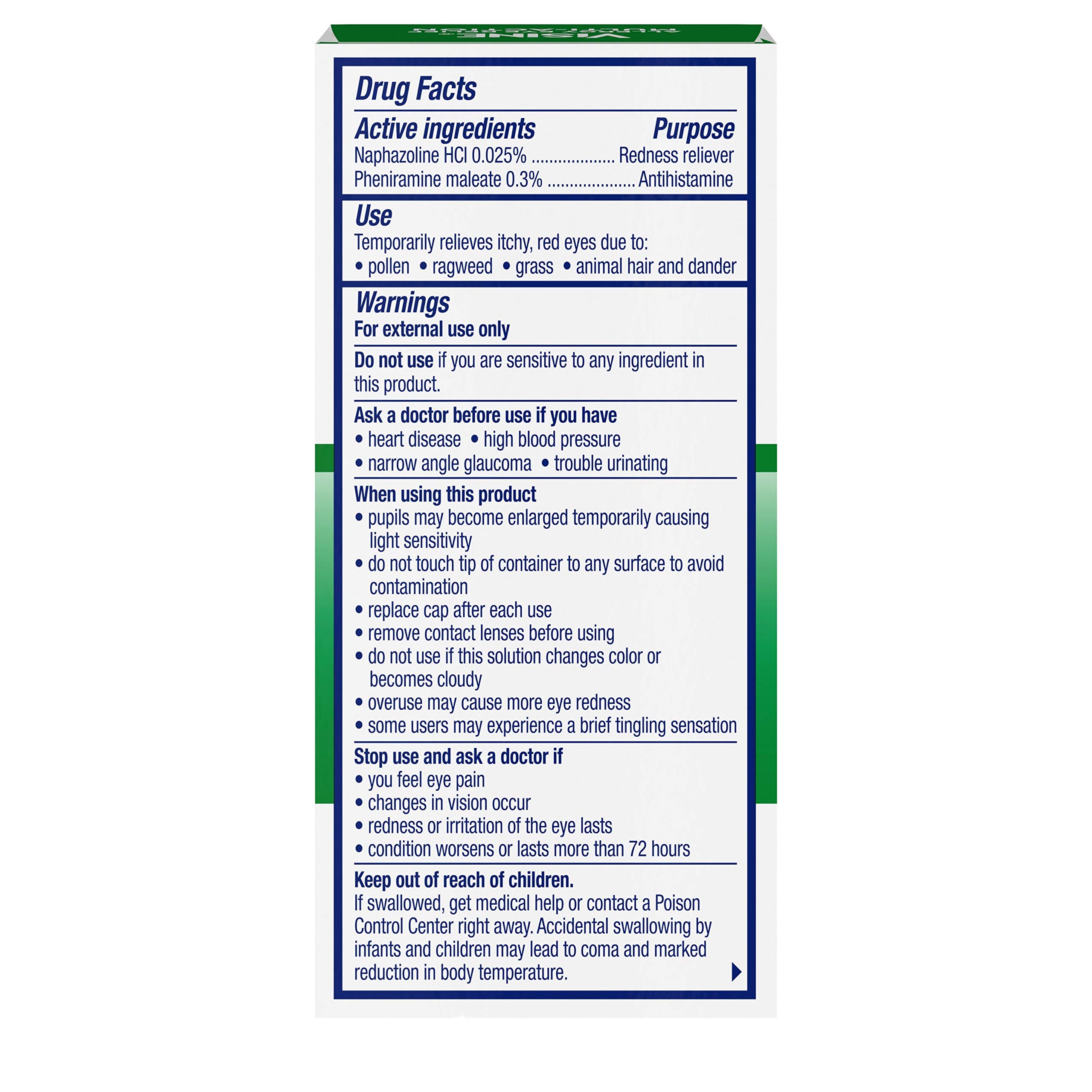 Visine Allergy Eye Relief Multi-Action Antihistamine & Redness Reliever Eye Drops with Pheniramine Maleate & Naphazoline HCl, Eye Drop Treatment for Red, Itchy, Allergy Eyes, 0.5 fl. oz