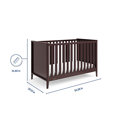 Graco Melbourne 3-in-1 Convertible Crib (Espresso) β Converts from Baby Crib to Toddler Bed and Daybed, Fits Standard Full-Size Crib Mattress, Adjustable Mattress Support Base