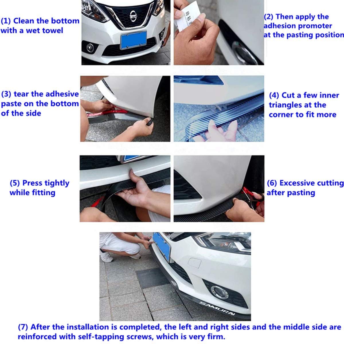 Front Lip ,HengJia Auto Parts 2.5m/8.2ft Car carbon fiber front lip,Front Bumper Lip ,Carbon Lip ,Side Skirt, front lip spoiler 100% waterproof protection(Carbon black)