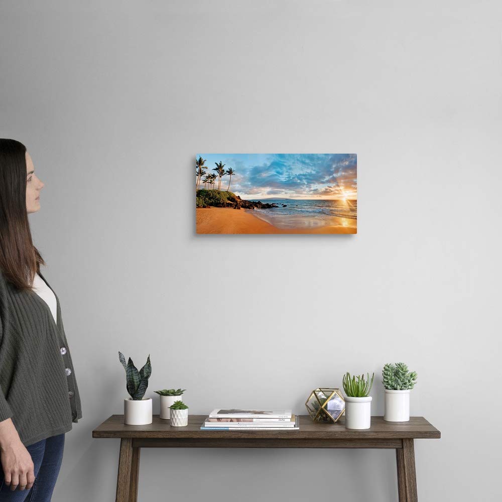 GREATBIGCANVAS Hawaii, Maui, Makena, Secret Beach At Canvas Wall Art Print, Coastal Home Decor Artwork, 48"x24"x1.5"