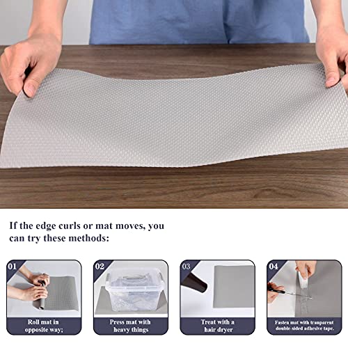 Hersvin Shelf Liner, 23.6"x118.1" Non-Adhesive Drawer Liners EVA Kitchen Cupboard Cabinet Covering Undersink Mat Washable Fridge Lining Paper for Home Office (Light Gray/Dot)