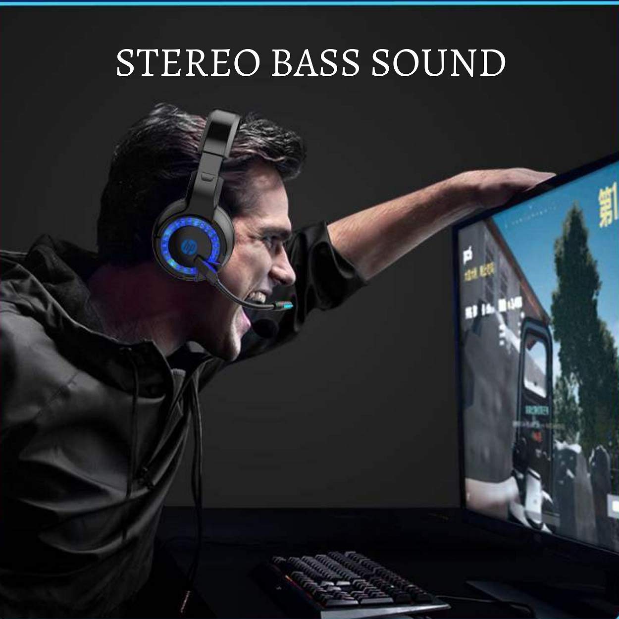 HP USB Gaming Headset RGB Stereo Headphone for Smartphone, PC, PS4, Xbox One, Ergonomic Design Over Ear Headphone with Mic