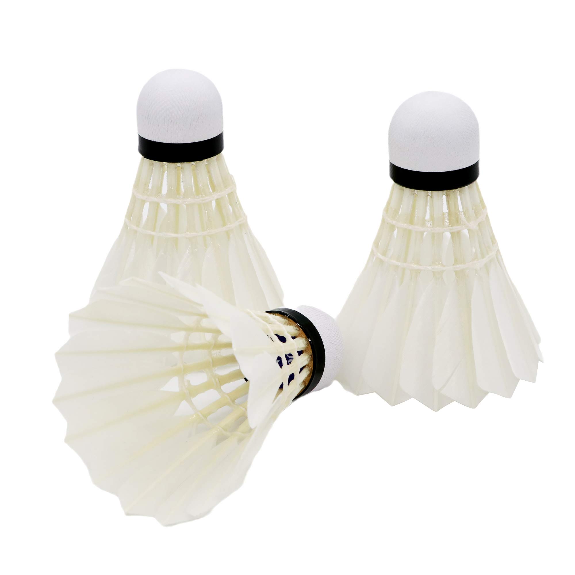 Goose Feather Badminton Shuttlecocks Balls, RAHVISH 12-Packs Advanced White Birdies Shuttlecock with Stability and Durability High Speed Flight, Training Badminton Balls for Indoor Outdoor Sport