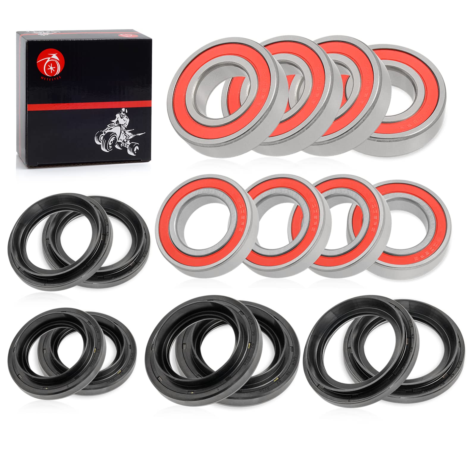 Front Rear Wheel Bearing Seals Kits 2005-2013 for Yamaha Rhino 450 660 700 YXR450 YXR660 YXR700
