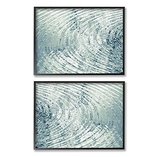 Stupell Industries Symmetrical Ripples in Water Blue Light Reflection, Designed by Maggie Olsen Black Framed Wall Art, 2pc, Each 16 x 20, Off- White