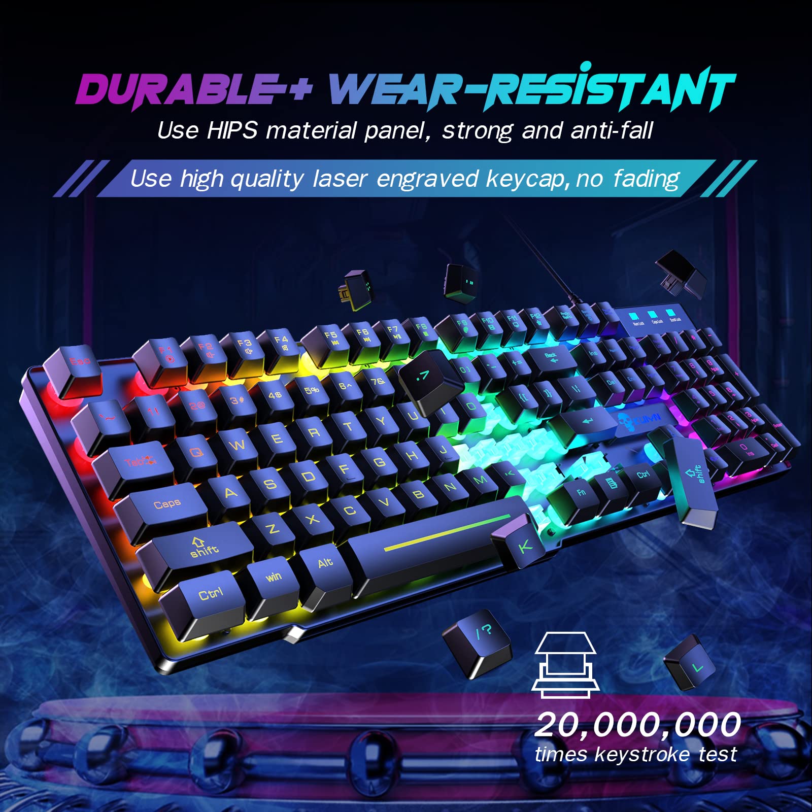 Gaming Keyboard and Mouse Headset and Mouse pad,Wired LED Rainbow Backlight Bundle PC Accessories Headphones for Gamers and Xbox and PS4 PS5 Nintendo Switch Users-4in1 Gaming Set