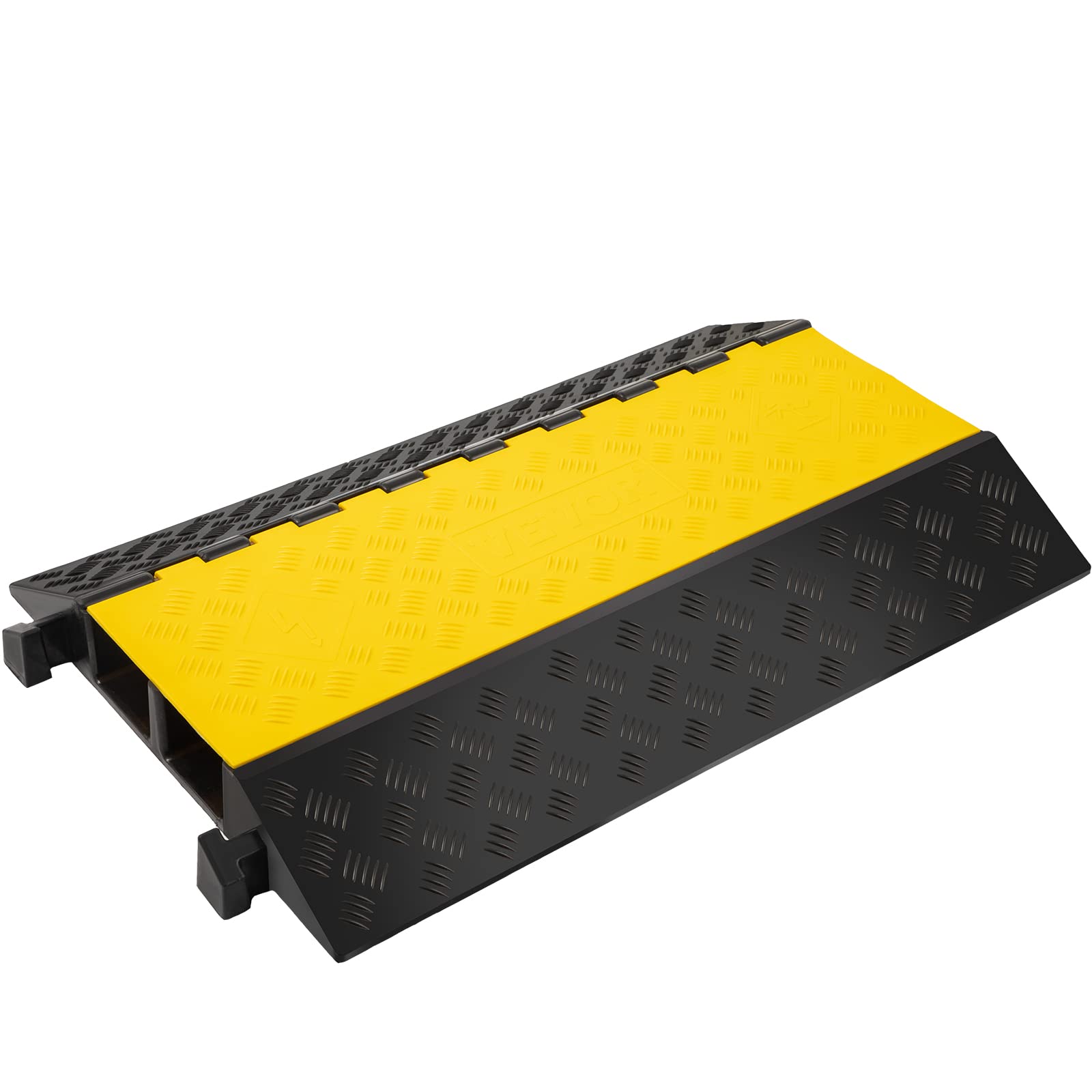 Happybuy Large 2-Channel Cable Protectors Rubber Cable Ramps 22000lbs per Axle Capacity Protective Cable Wire Cord Ramp Driveway Rubber Traffic Speed Bumps Cable Protector
