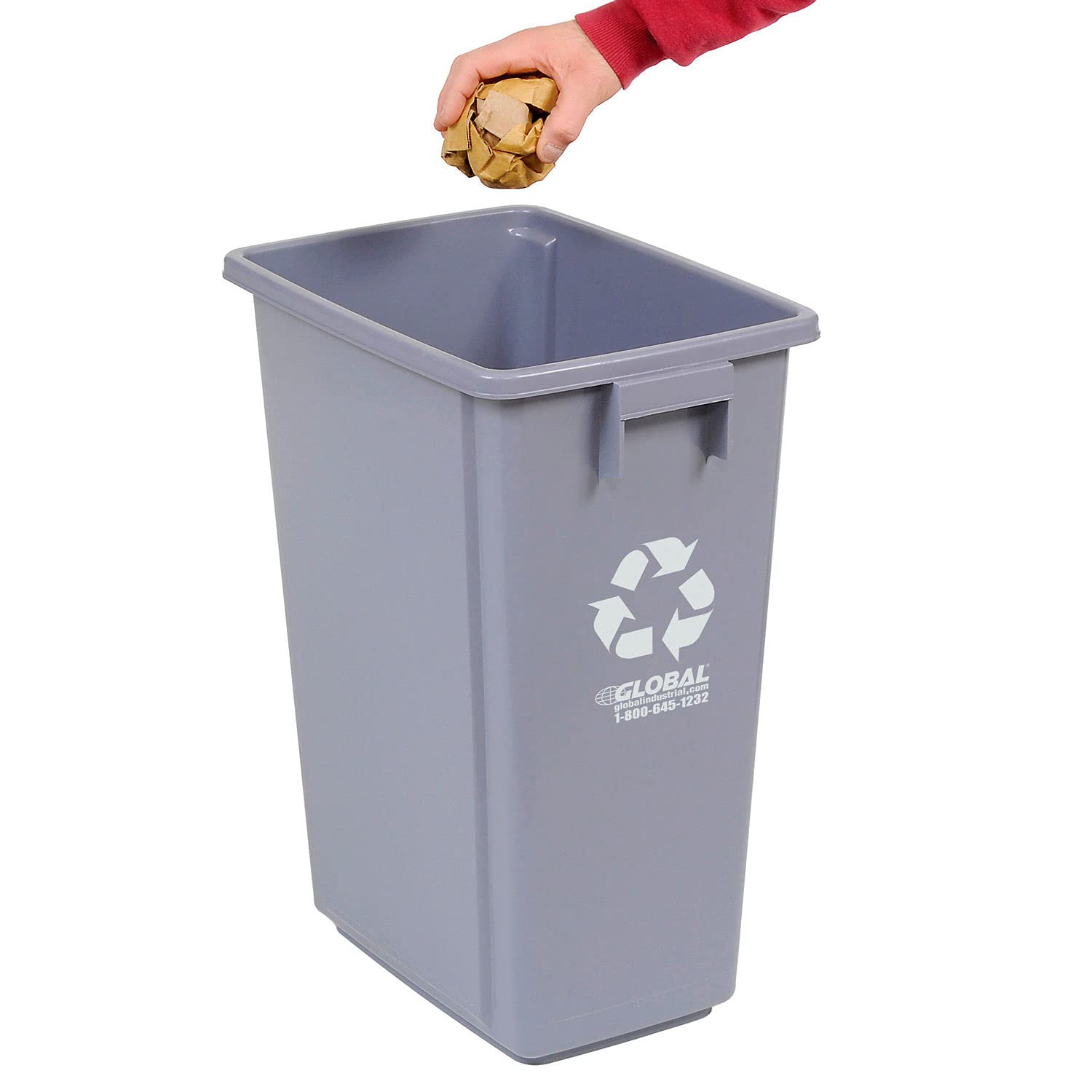 Global Industrial Recycling Container - Gray 15 Gallon 12" W X 18" D X 24" H