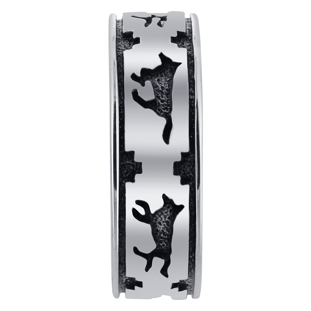 Gem Avenue Southwestern Style Running Wolf 925 Sterling Silver 6mm Wedding Band Ring for Women Size 7.5