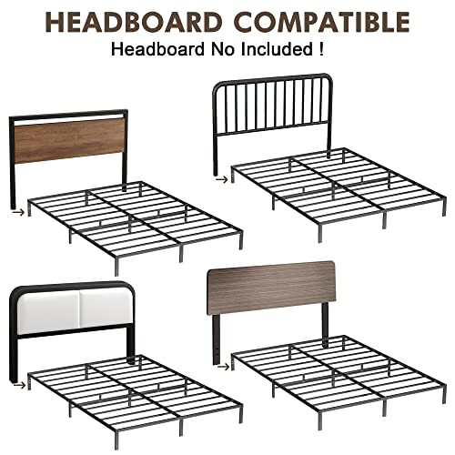 Pliwier 14 Inch Platform King Bed Frame, Heavy Duty Metal Bed Frame King Size, No Box Spring Needed, Anti-Slip, Noise Free, Easy Assembly (Black, King (U.S. Standard))