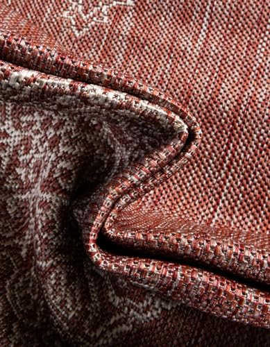 Unique Loom Outdoor Traditional Collection Area Rug - Antique (7' 10" x 10' Rectangle Rust Red/Ivory)