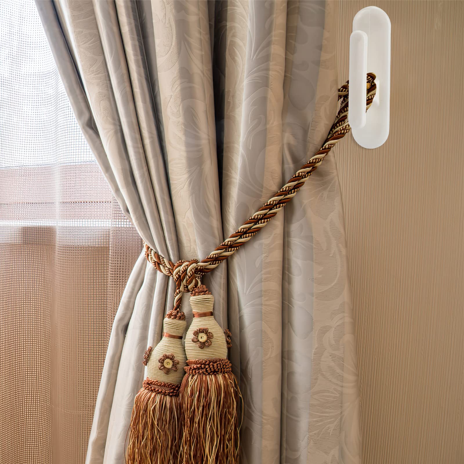 GCRQ 10 Pieces Blind Cord Winder Safety Window Blind Cord Safety Wall Hook Wrap Cleats Blinds String Holder Baby Proofing No Tools Needed Easy Installation with Adhesive