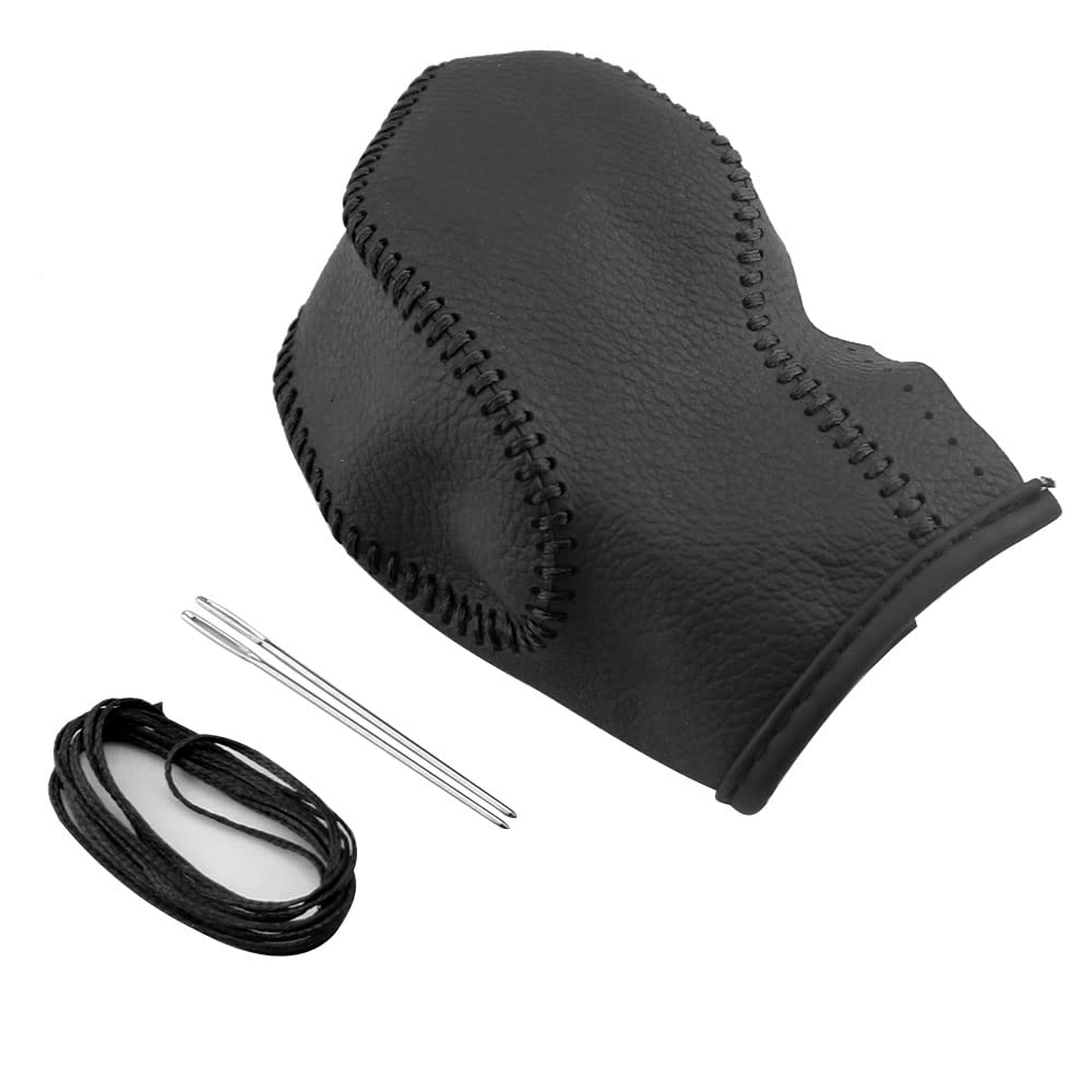 HYKJ Leather Gear Shift Knob Cover fit for Ford EcoSport Escape Fusion C-Max Energi Wagon Fiesta Focus (Black)