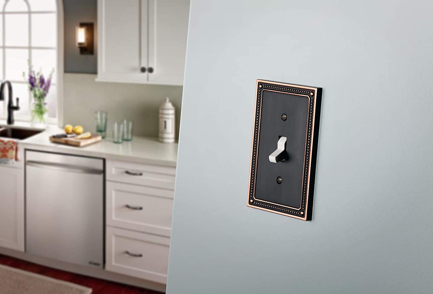 Franklin Brass Classic Beaded (3-Pack) Decorative Light Switch Cover Bronze w/Copper Highlights Lights 1-Gang Decorator/Rocker Wall Plate Single Switch Plate Cover Electric Outlet Covers W35060M-VBC-C