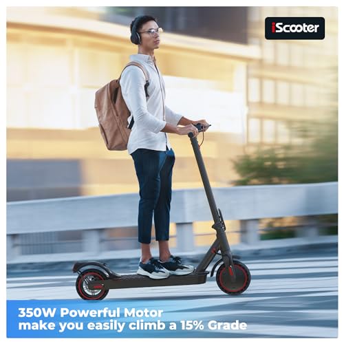 iScooter Electric Scooter Adults and Teenages, 15.6 MPH, 18 Miles Range, 10'' Honeycomb Solid Tires, 500W Foldable and Cruise Control Escooter with Double Braking System and APP
